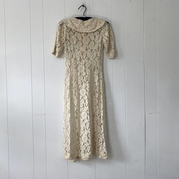 Antique | Dresses | Antique 93s Sheer Bias Cut Net Lace Dress With Cape ...